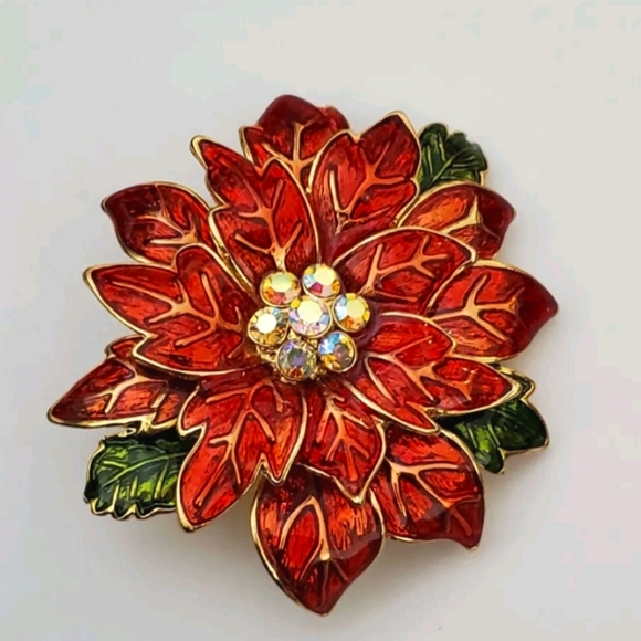 Kenneth Cole | Jewelry | Vintage Kc Signed Brooch Poinsettia ...